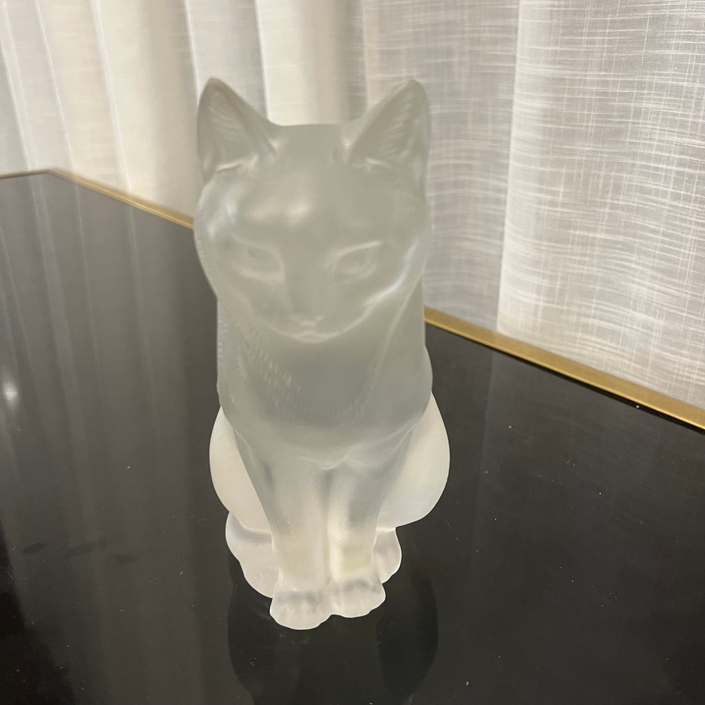 Lalique "Chat Assis" Frosted Crystal Cat Sitting – Studio Sonja Milan
